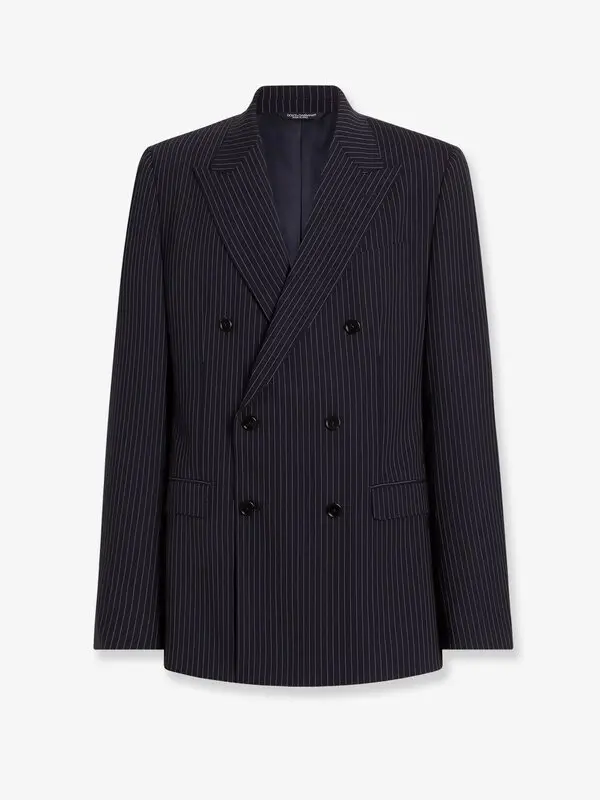 Dolce & Gabbana Martini Light Double-breasted Pinstriped Wool Blazer - Multicolor