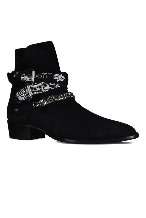 Amiri Bandana Buckle Ankle Boots - Black