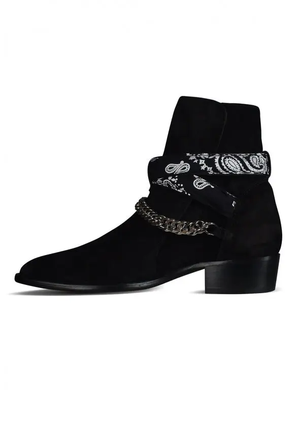 Amiri Bandana Buckle Ankle Boots - Black