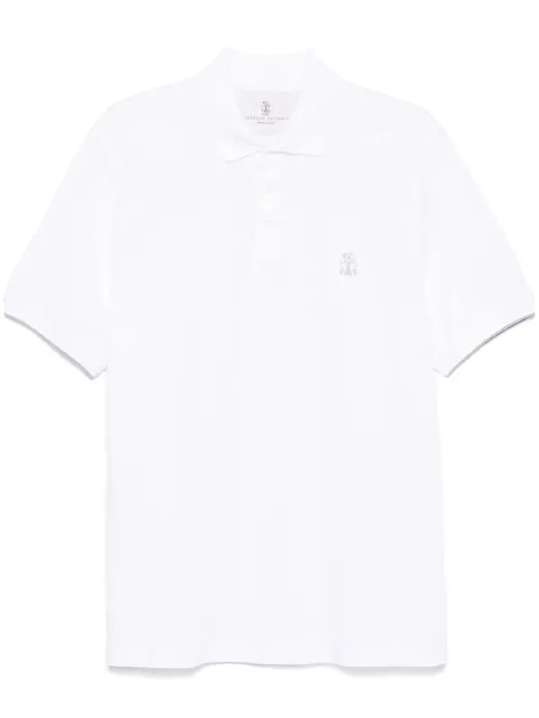 Brunello Cucinelli Cotton Piqué Polo Shirt With Logo - White