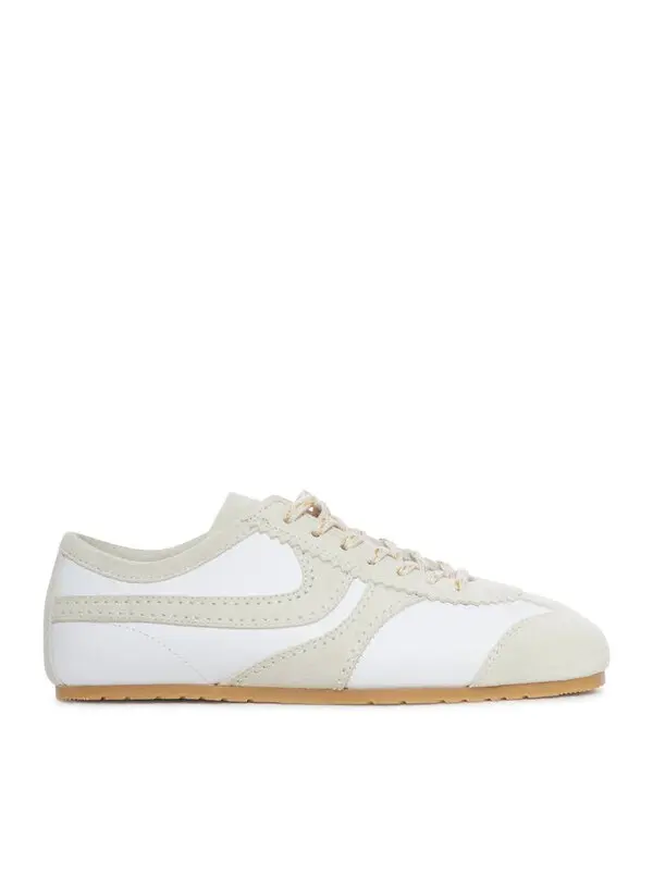 Dries Van Noten Two-tone Leather And Suede Sneakers - White