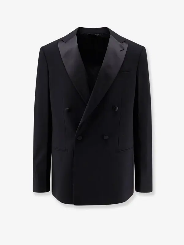 Giorgio Armani Soho Virgin Wool Tuxedo Blazer - Black