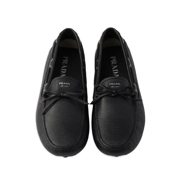 Prada Calf Leather Boat Shoes - Black