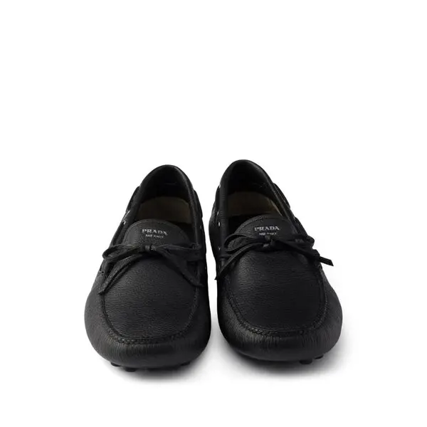 Prada Calf Leather Boat Shoes - Black