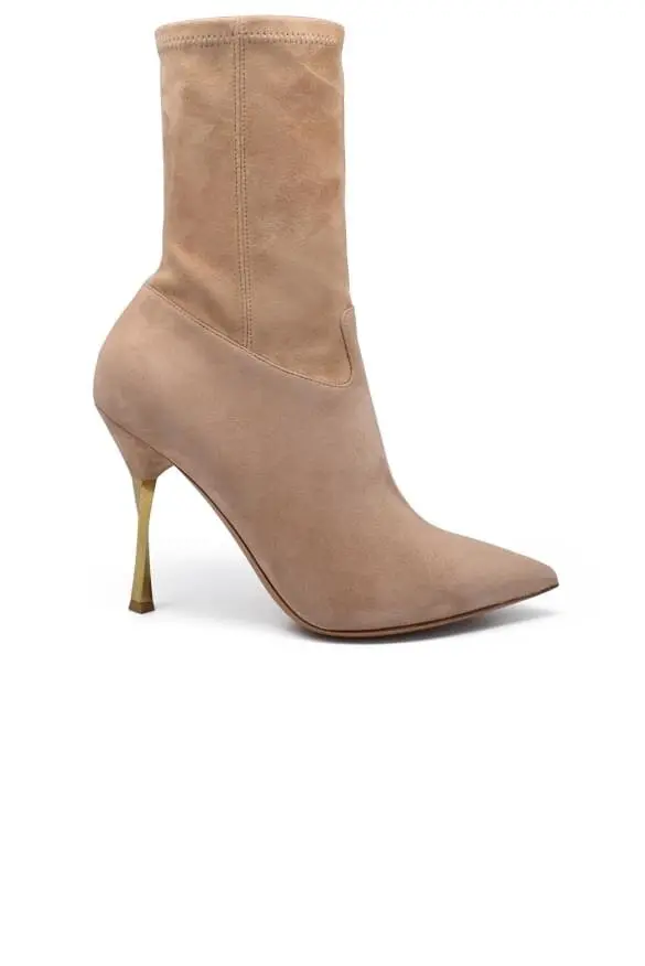 Valentino Garavani Suede Twisted Heel Boots - Cream