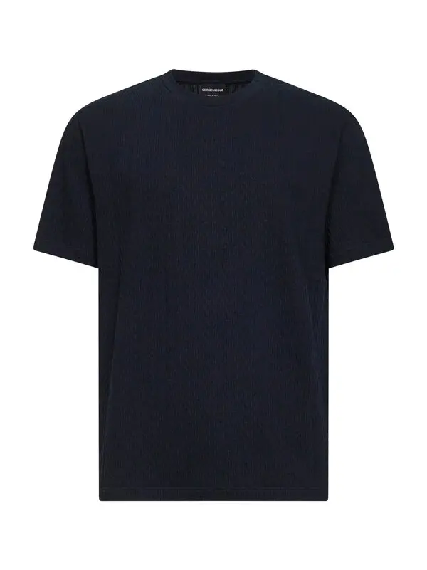 Giorgio Armani Dark Navy Asv Embossed Viscose Blend T-shirt - Multicolor