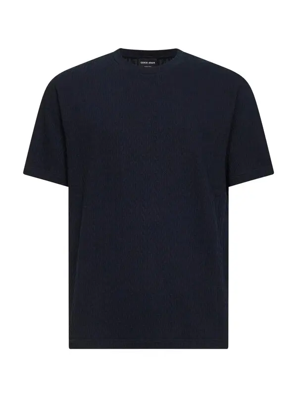 Giorgio Armani Dark Navy Asv Embossed Viscose Blend T-shirt - Multicolor