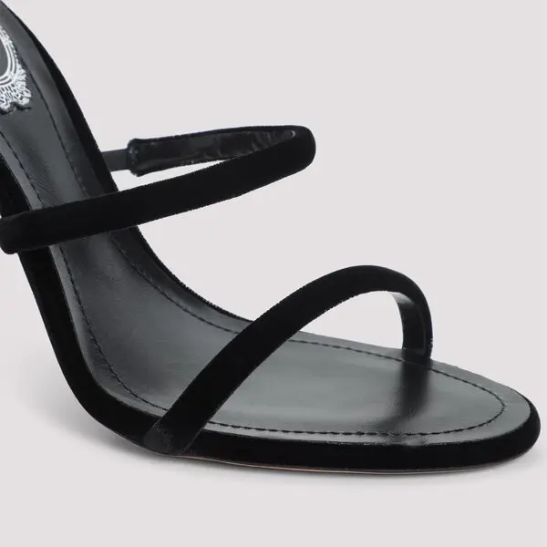 Rene Caovilla Velvet Snake Sandals - Black