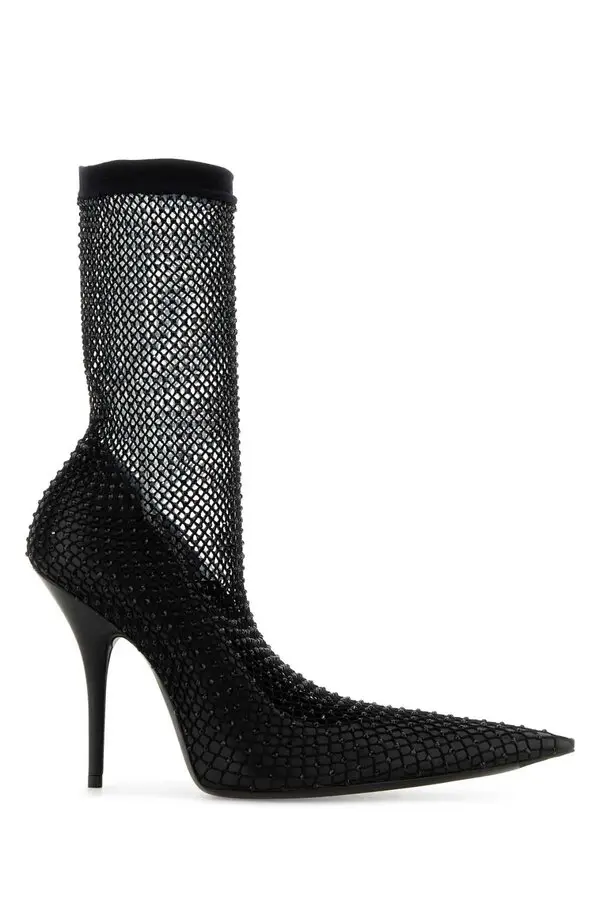 Balenciaga Nappa Leather And Mesh Avenue Ankle Boots - Black