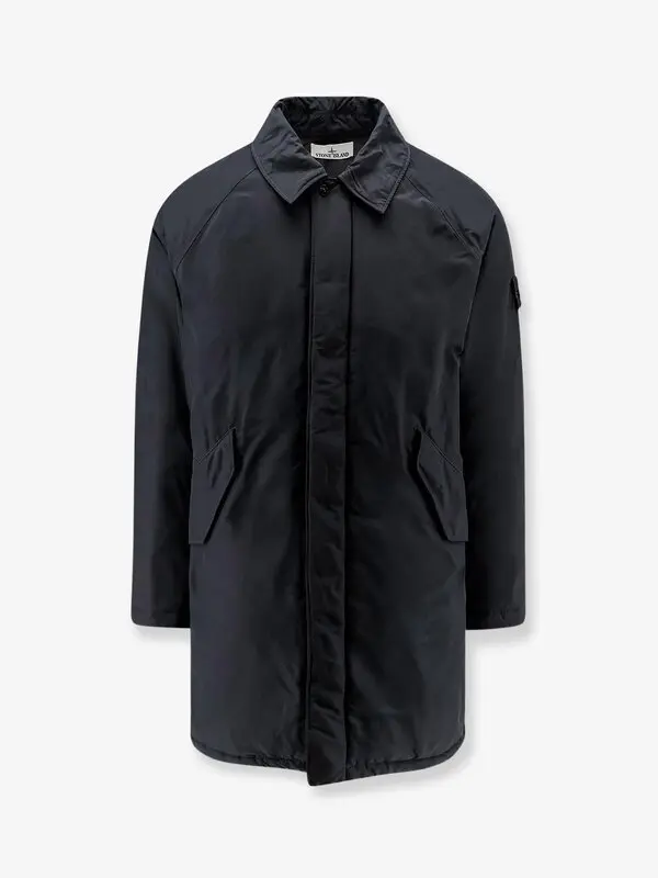 Stone Island Micro Reps Padded Long Jacket - Black
