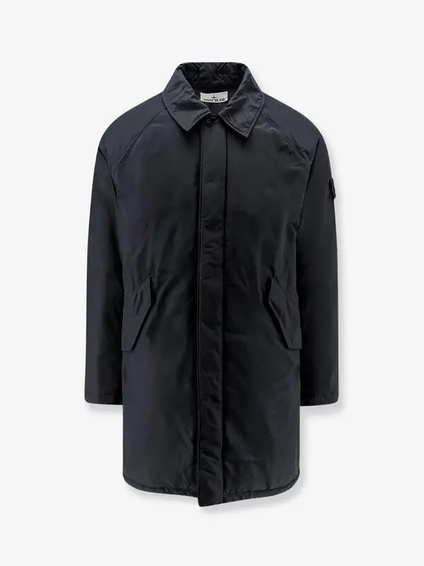 Stone Island Micro Reps Padded Long Jacket - Black