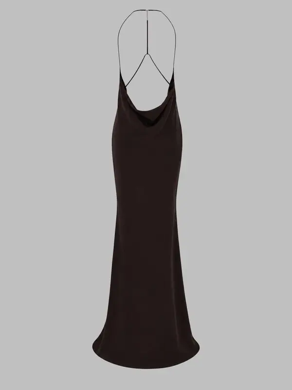TOM FORD Silk Halter Maxi Dress - Brown