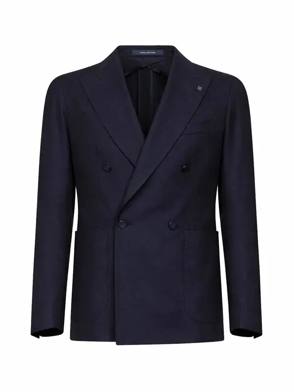 Tagliatore Blue Stretch Virgin Wool Montecarlo Double-breasted Blazer