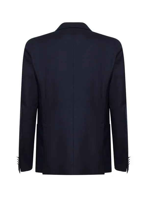 Tagliatore Blue Stretch Virgin Wool Montecarlo Double-breasted Blazer