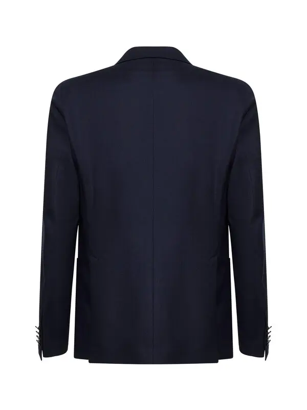 Tagliatore Blue Stretch Virgin Wool Montecarlo Double-breasted Blazer - Multicolor