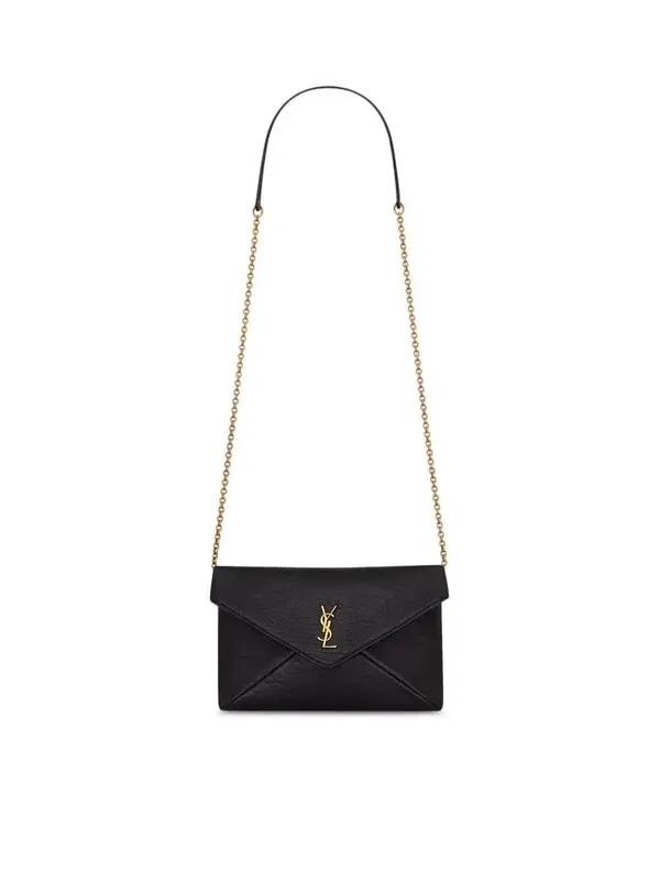 Saint Laurent Cassandre Small Lambskin Chain Clutch - Black
