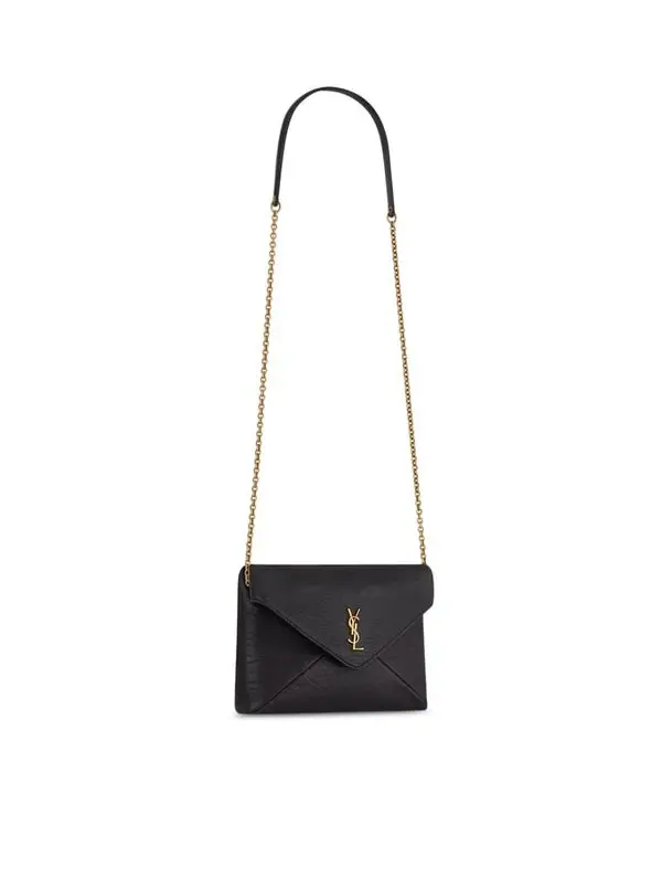 Saint Laurent Cassandre Small Lambskin Chain Clutch - Black
