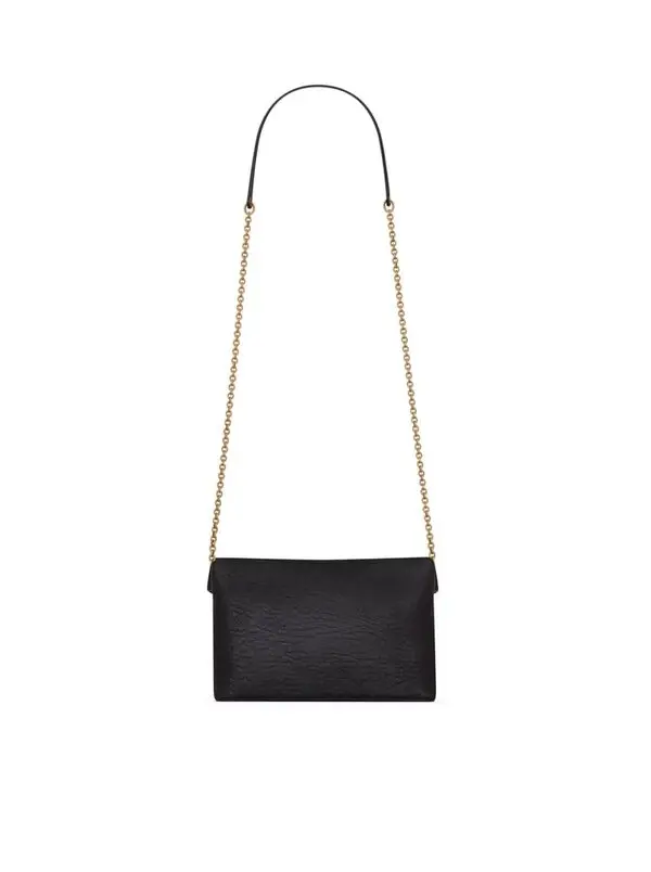 Saint Laurent Cassandre Small Lambskin Chain Clutch - Black