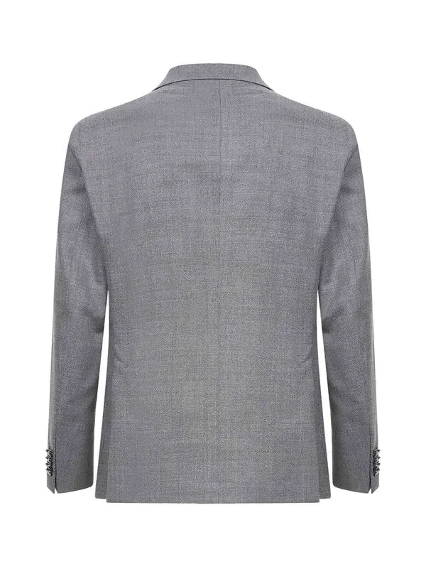 Tagliatore Silver Grey Stretch Virgin Wool Montecarlo Double-breasted Blazer