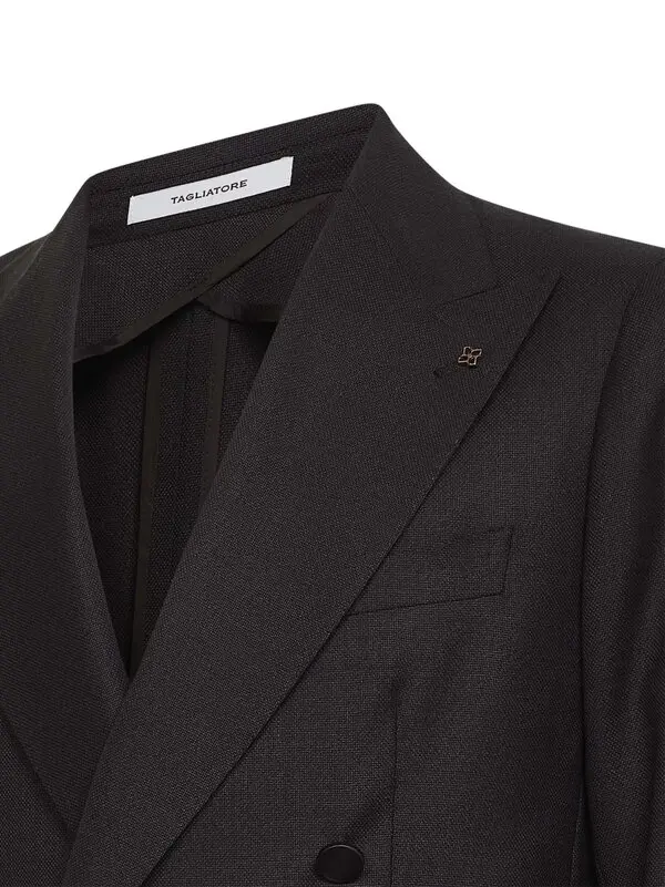 Tagliatore Dark Brown Stretch Virgin Wool Montecarlo Double-breasted Blazer