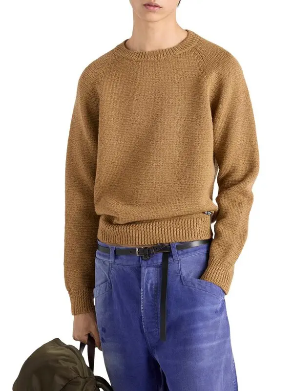 Prada Crew Neck Sweater In Virgin Wool