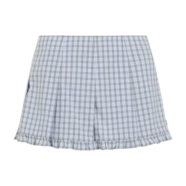 Miu Miu Cotton Checked Mini Skirt - White