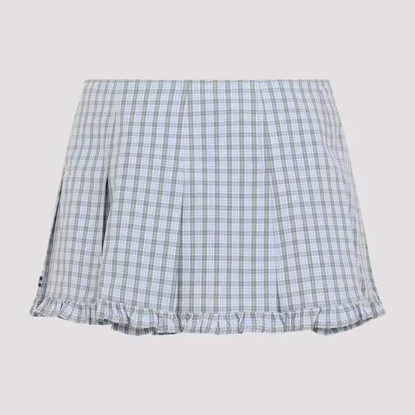 Miu Miu Cotton Checked Mini Skirt - White