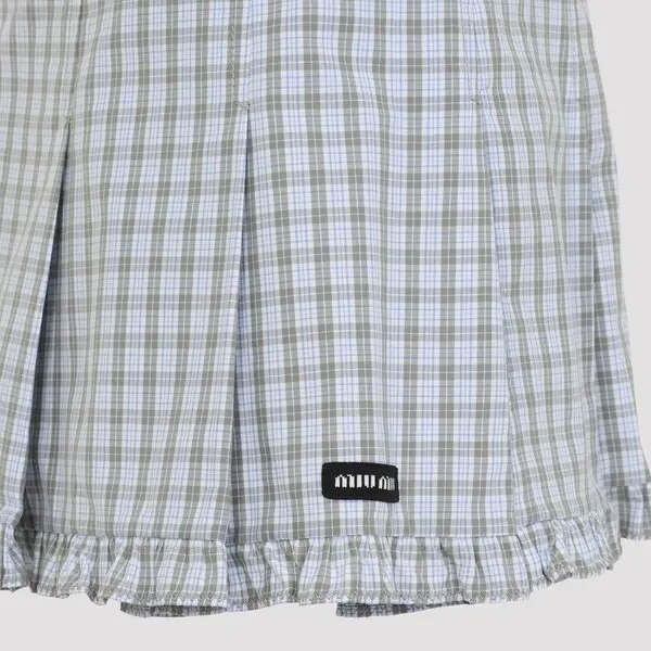 Miu Miu Cotton Checked Mini Skirt - White