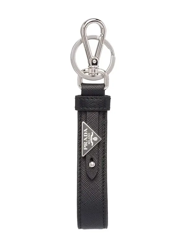 Prada Portachiavi In Pelle Saffiano - Black