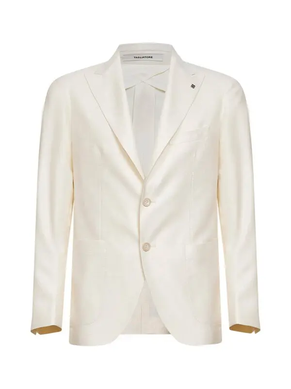 Tagliatore Cream Silk Blend Single-breasted Montecarlo Blazer