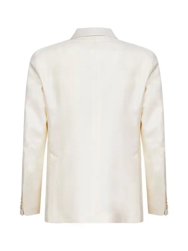 Tagliatore Cream Silk Blend Single-breasted Montecarlo Blazer