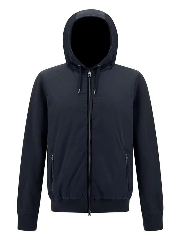 Herno Piqué Knit And Nylon Jacket - Blue