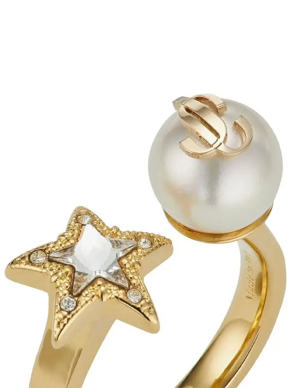 JIMMY CHOO Crystal Star And Pearl Ring - Silver