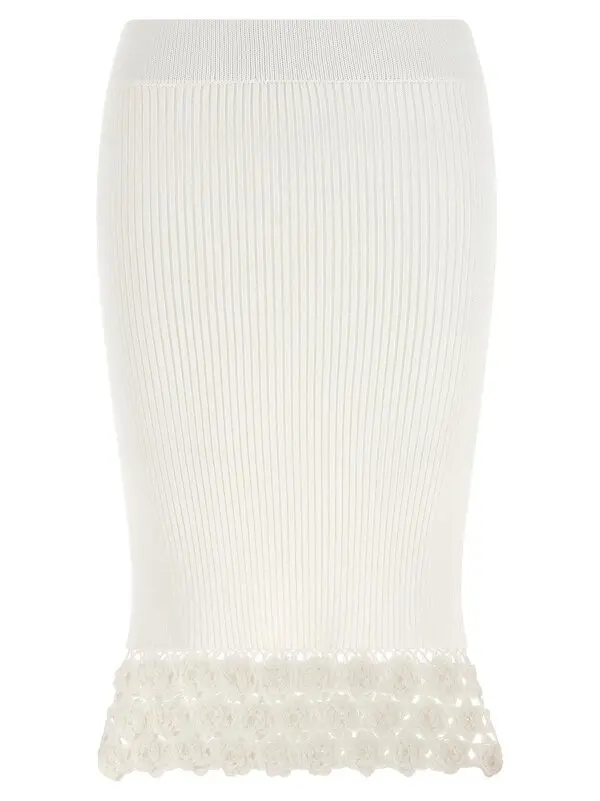 GANNI Cotton Crochet Skirt - White