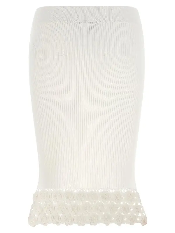 GANNI Cotton Crochet Skirt - White