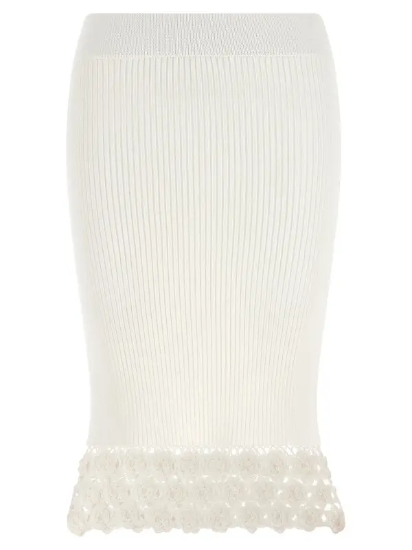GANNI Cotton Crochet Skirt - White