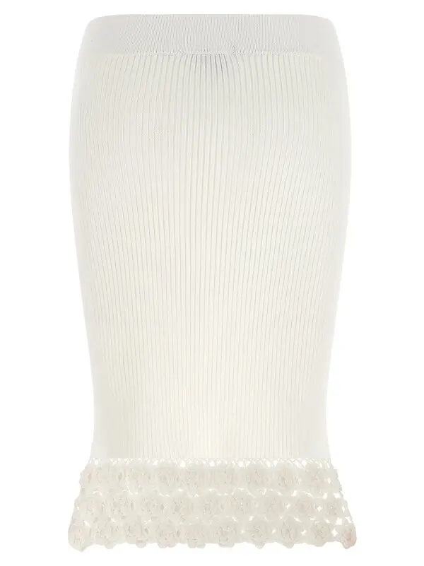 GANNI Cotton Crochet Skirt - White