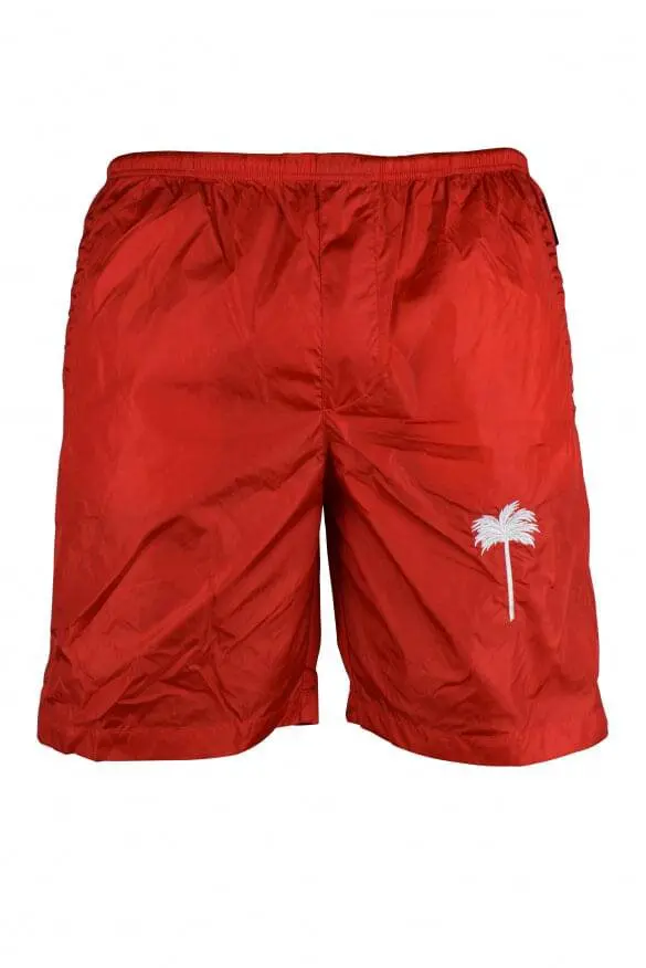 Palm Angels Nylon Embroidered Swim Shorts - Red