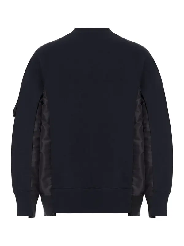 Sacai Cotton Blend Sweatshirt With Nylon Details Applied