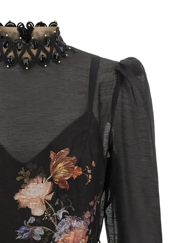 Zimmermann Embellished Linen-silk Mini Dress - Multicolor
