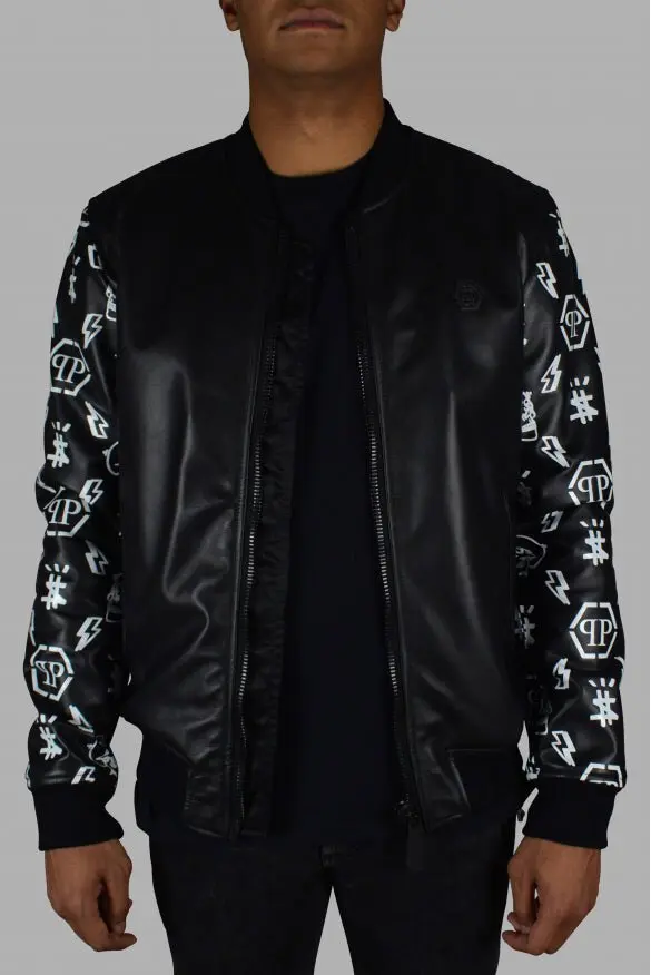 Philipp Plein Leather Bomber Jacket