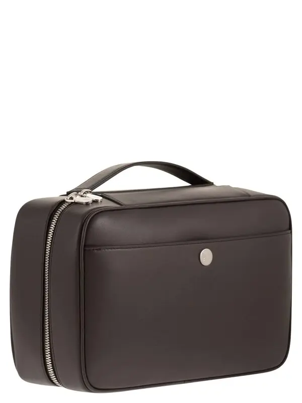 Brunello Cucinelli Smooth Leather Beauty Case With Logo