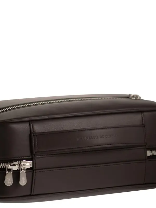 Brunello Cucinelli Smooth Leather Beauty Case With Logo