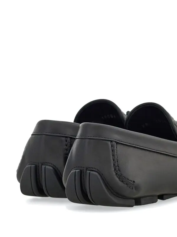 FERRAGAMO Embossed Gancini Monogram Driving Loafers