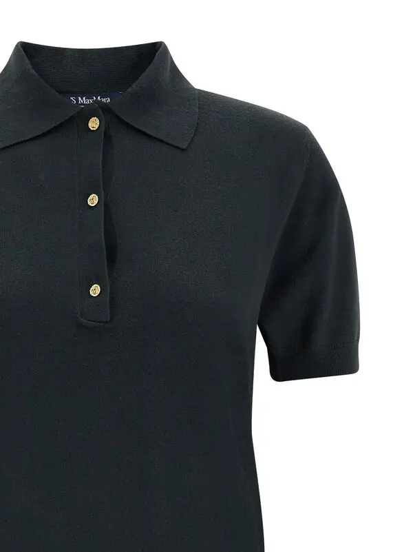Max Mara Pomposa' Knit Polo Shirt - Black