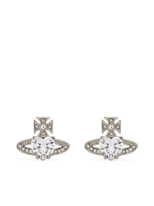 VIVIENNE WESTWOOD Ariella Heart-shaped Stone Earrings - Silver