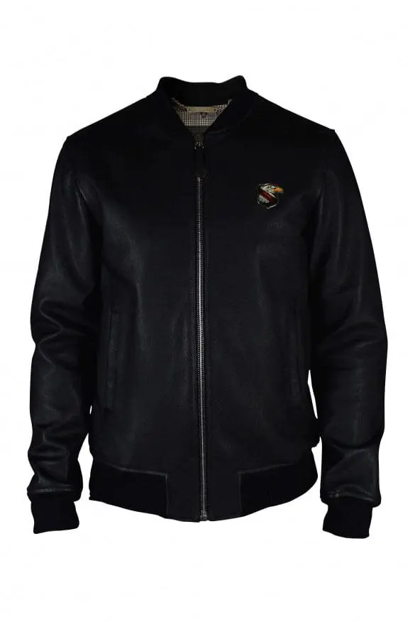Philipp Plein Leather Bomber Jacket - Black