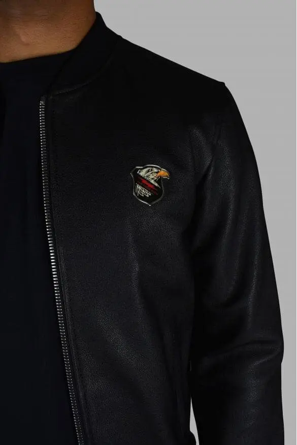 Philipp Plein Leather Bomber Jacket - Black