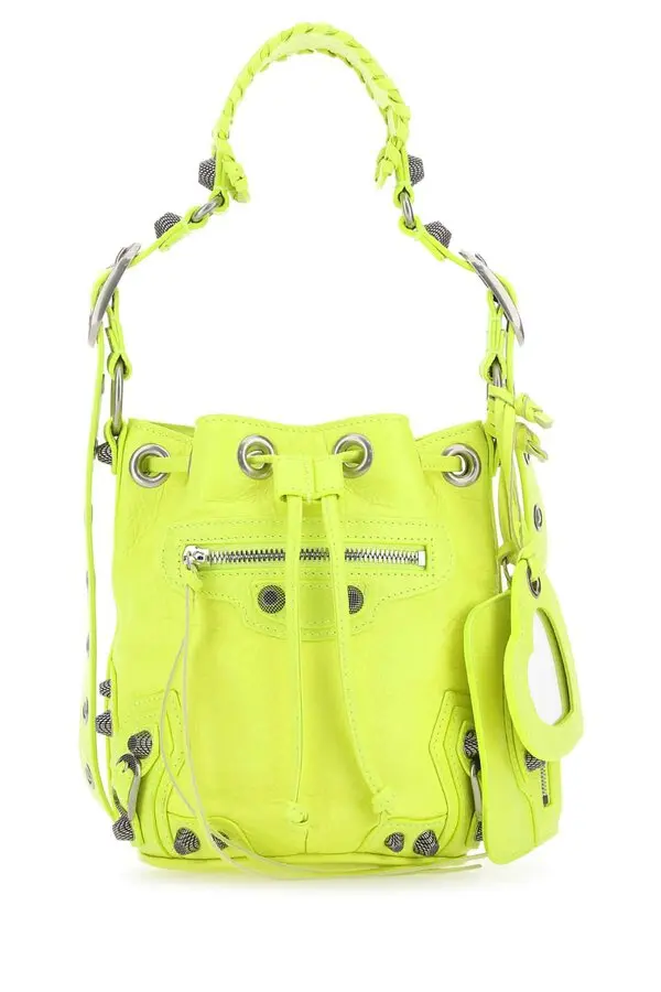 Balenciaga Fluo Leather Le Cagole Xs Bucket Bag - Yellow