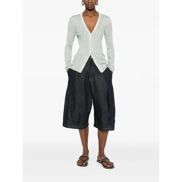 Prada Ribbed Knit V-neck Cardigan - Green
